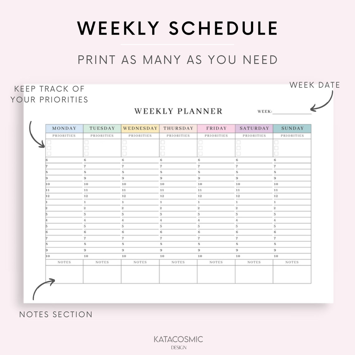 Digital Weekly Schedule for Goodnotes 24/7 Weekly Timetable - Etsy