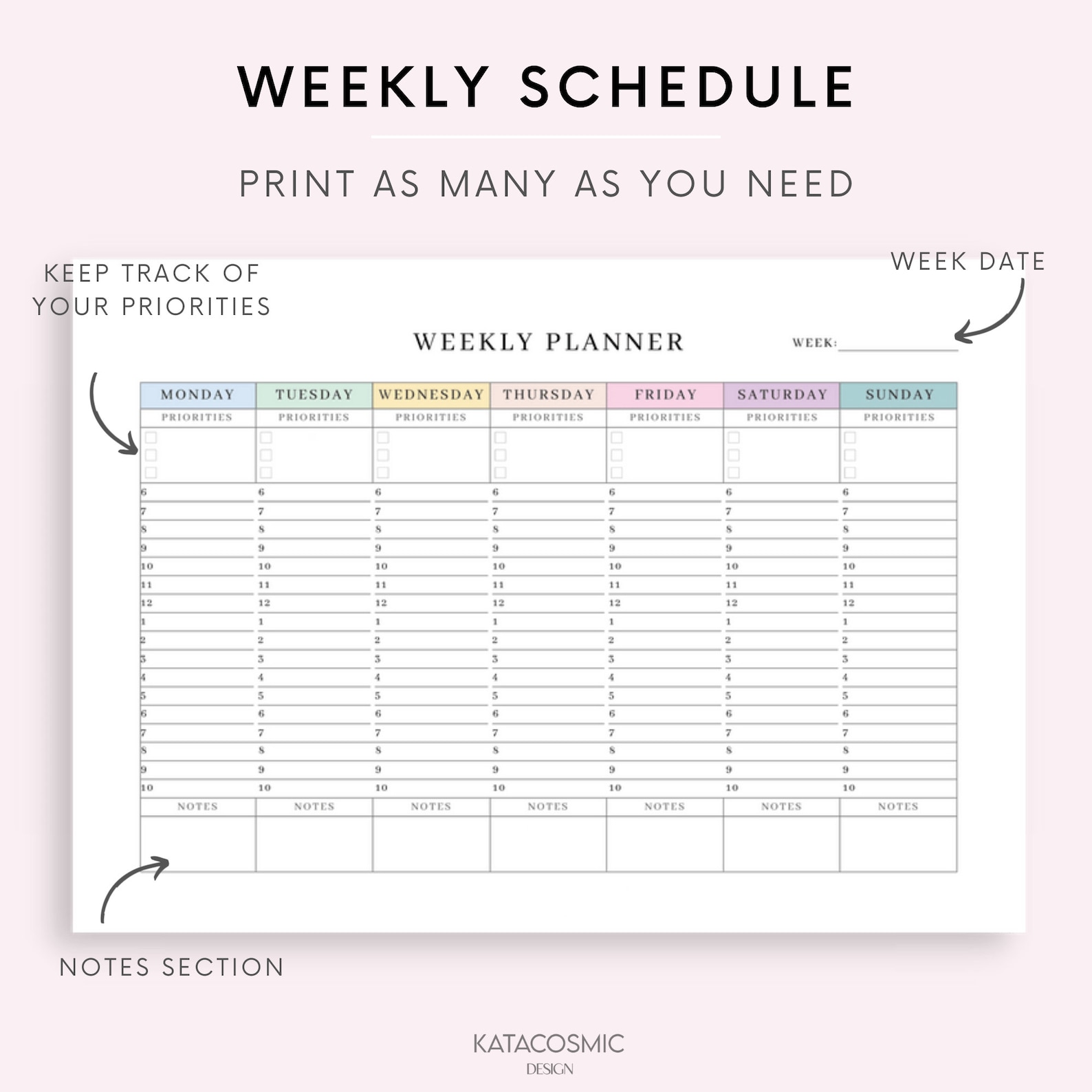 Digital Weekly Schedule for Goodnotes 24/7 Weekly Timetable - Etsy