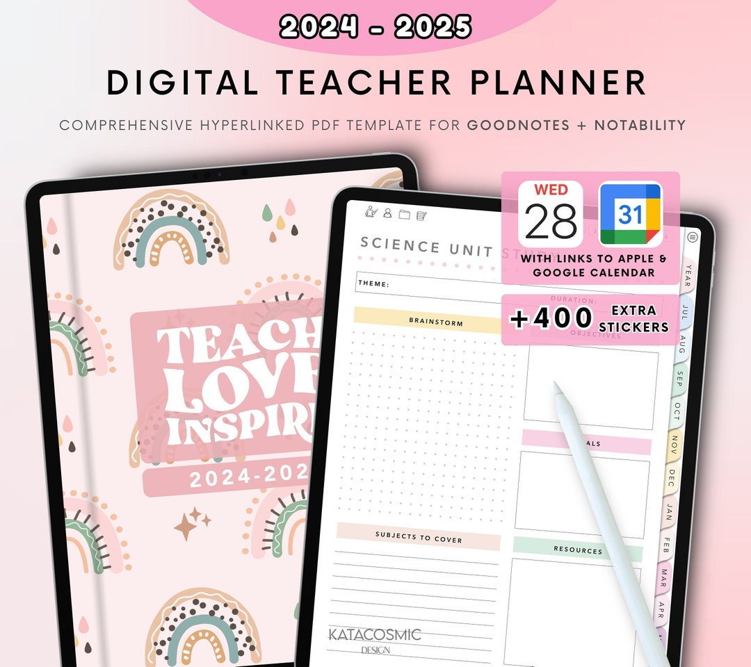 Digital Teacher Planner 2024 - 2025 DATED Lesson Planner, Academic ...