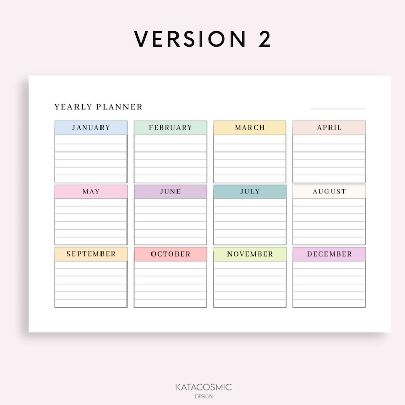 Yearly Tasks Printable Landscape, Yearly to Do List, Minimalist Yearly ...
