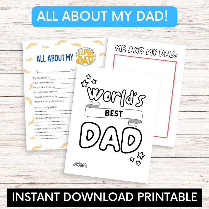 FATHER'S DAY Gift All About My Dad INSTANT Download Kids - Etsy