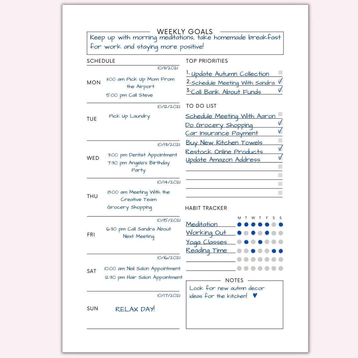Editable Weekly to Do List, Minimalist Weekly Planner Printable, Weekly ...
