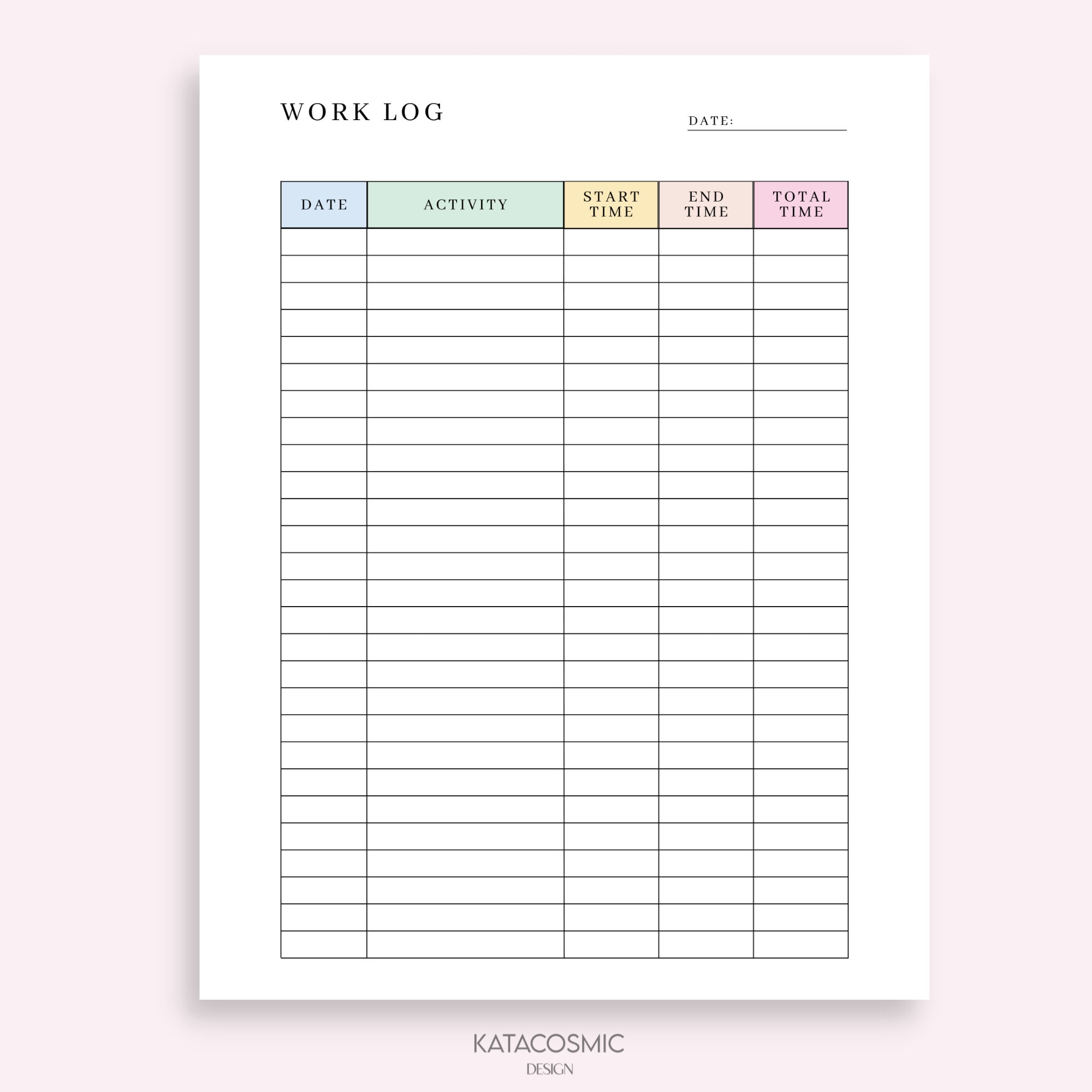 Daily Work Hours Log Printable Time Log Time Tracker - Etsy