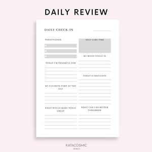 Daily Check in Journal, Daily Gratitude Journal Printable, Daily ...