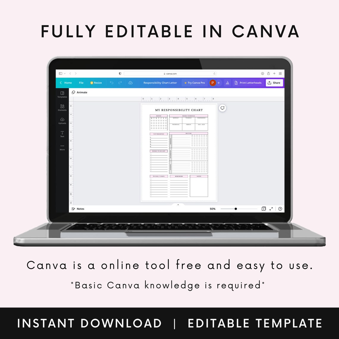 The Ultimate Responsibility Chart Printable Editable for - Etsy