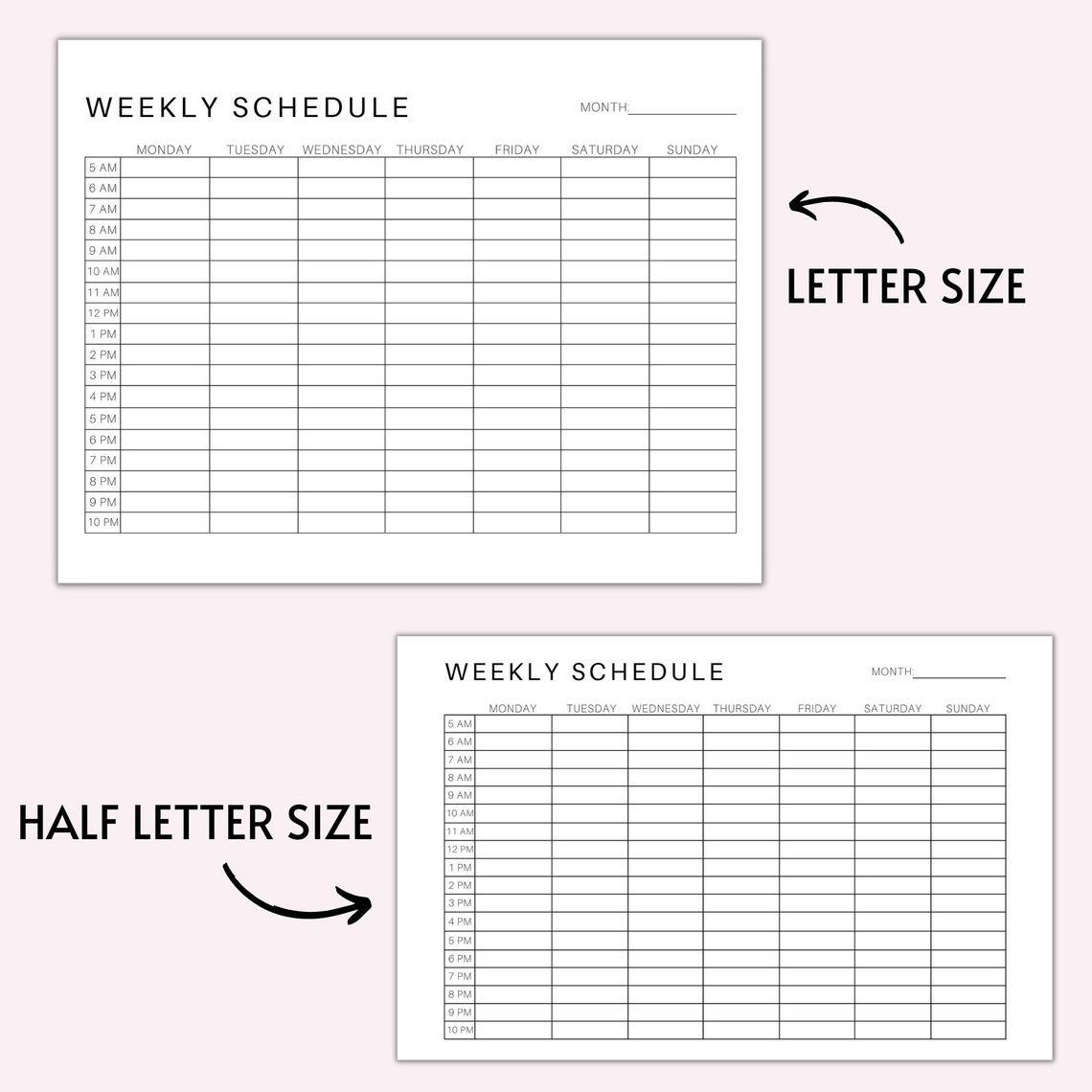 Hourly Weekly Schedule Landscape Weekly Planner Printable - Etsy