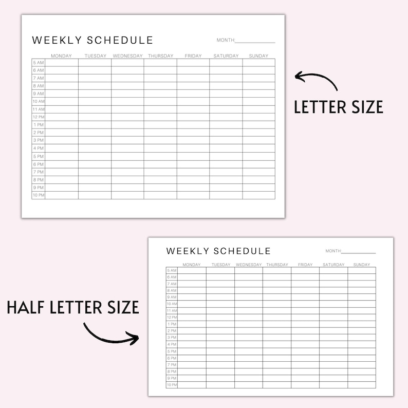 Hourly Weekly Schedule Landscape Weekly Planner Printable - Etsy