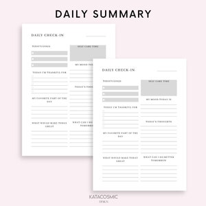 Daily Check in Journal, Daily Gratitude Journal Printable, Daily ...