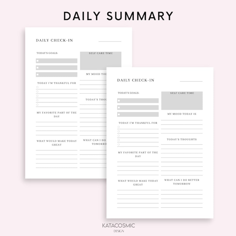 Daily Check in Journal Daily Gratitude Journal Printable | Etsy