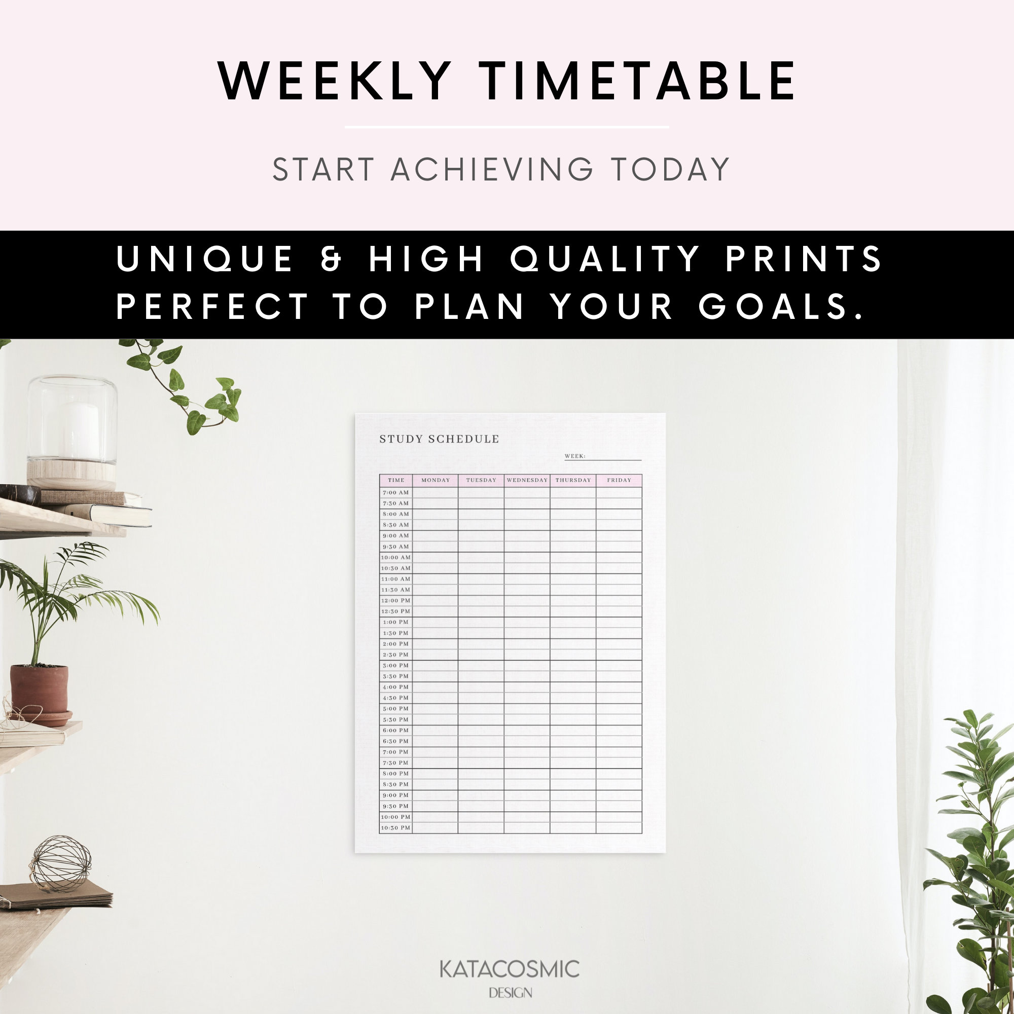 Minimalist Revision Timetable Printable Set Hourly Agenda - Etsy Australia