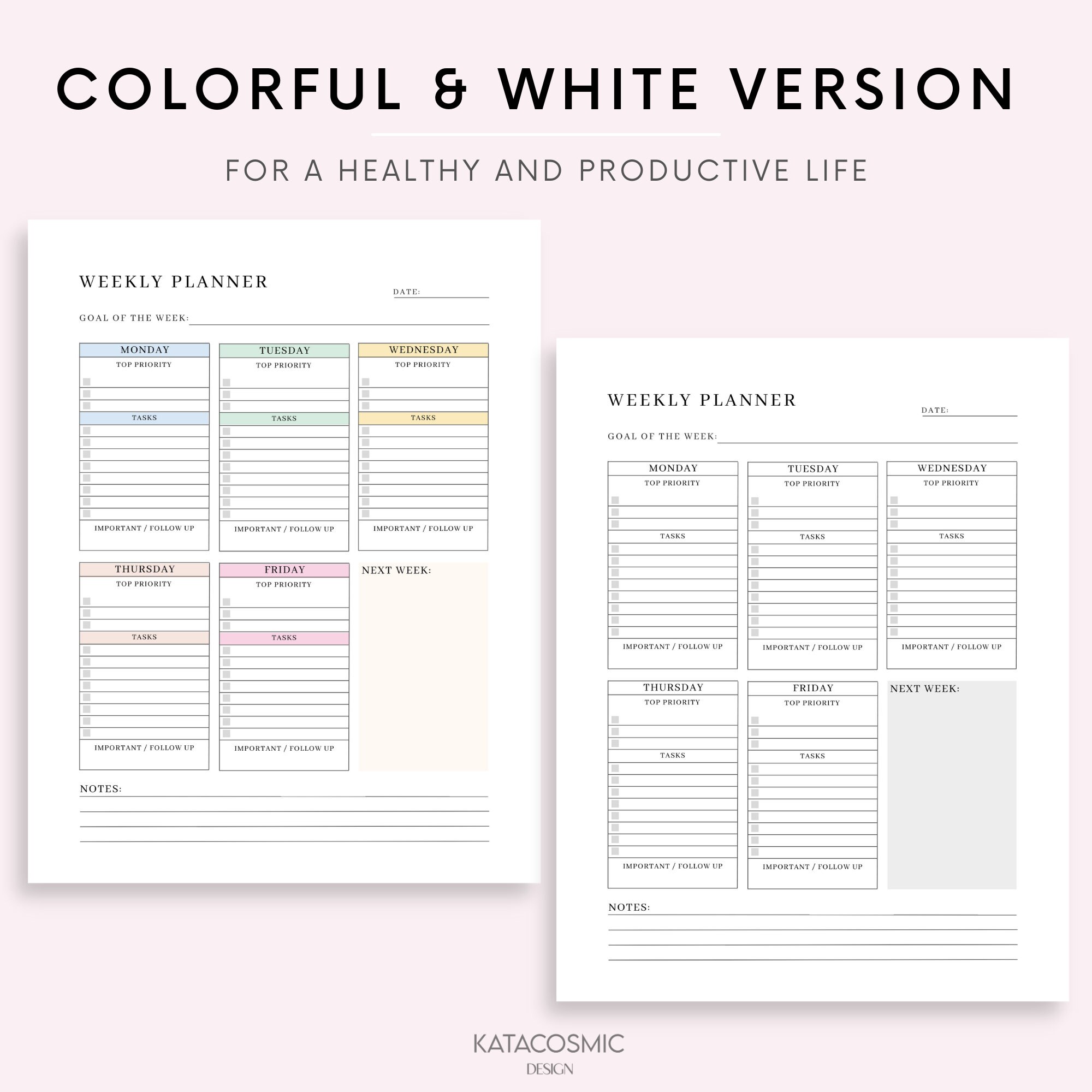 Weekly Work Planner Printable to Do List Minimalist Weekly - Etsy UK