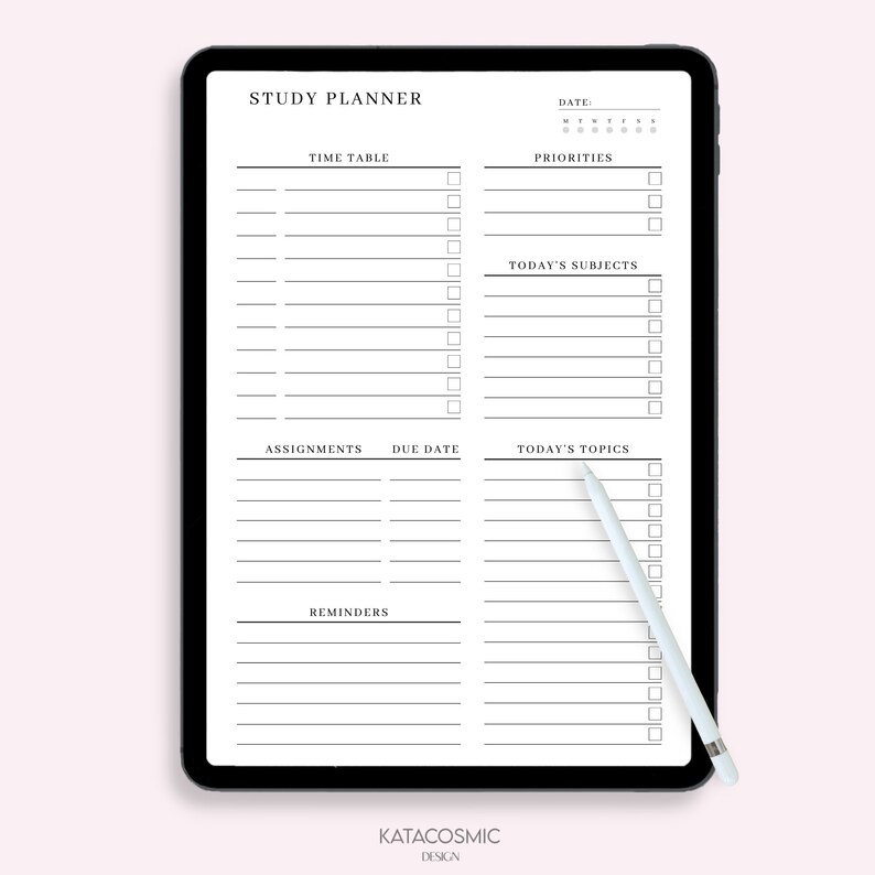 Study Planner Printable Print at Home Study Plan Student - Etsy