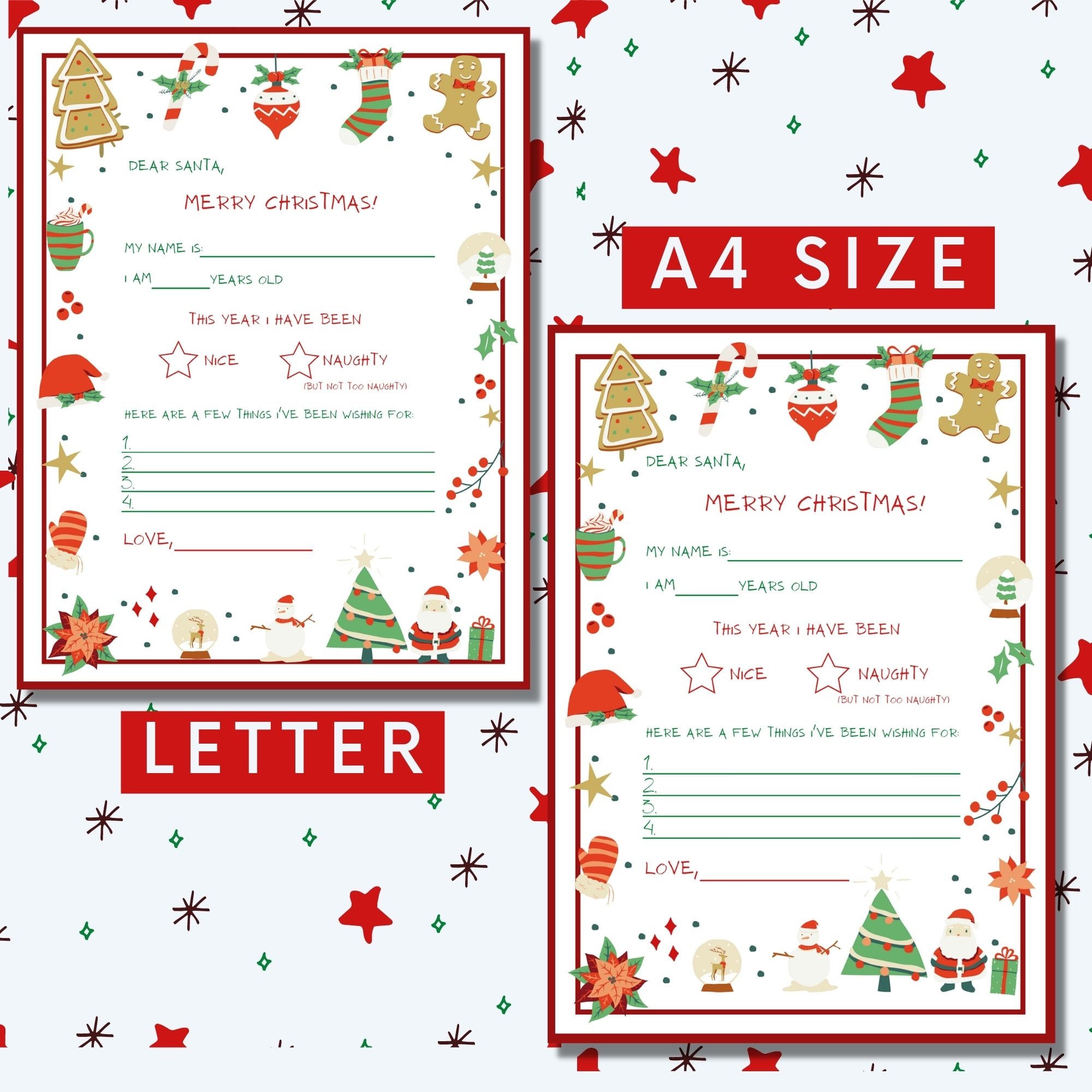 Printable Letter to Santa Claus, Dear Santa Letter Template, Santa ...
