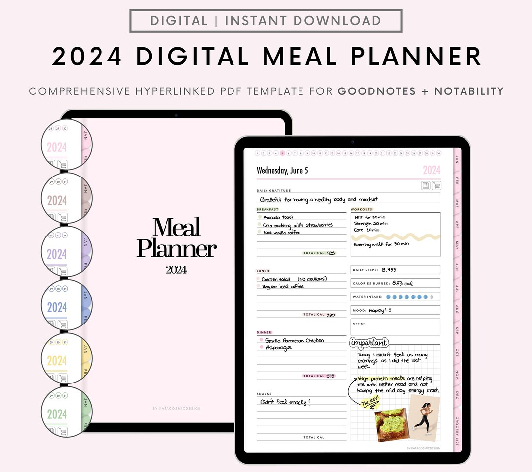 Weekly Meal Planner, Digital Meal Planner, Goodnotes iPad Planner, Meal ...