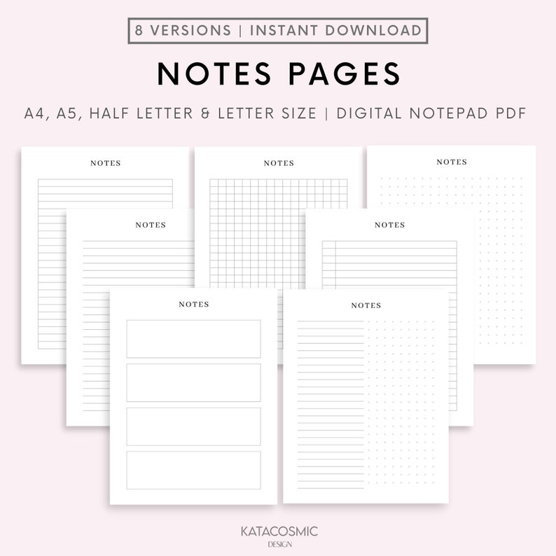 Notes Page Printable Lined Notes Template Note Taking - Etsy
