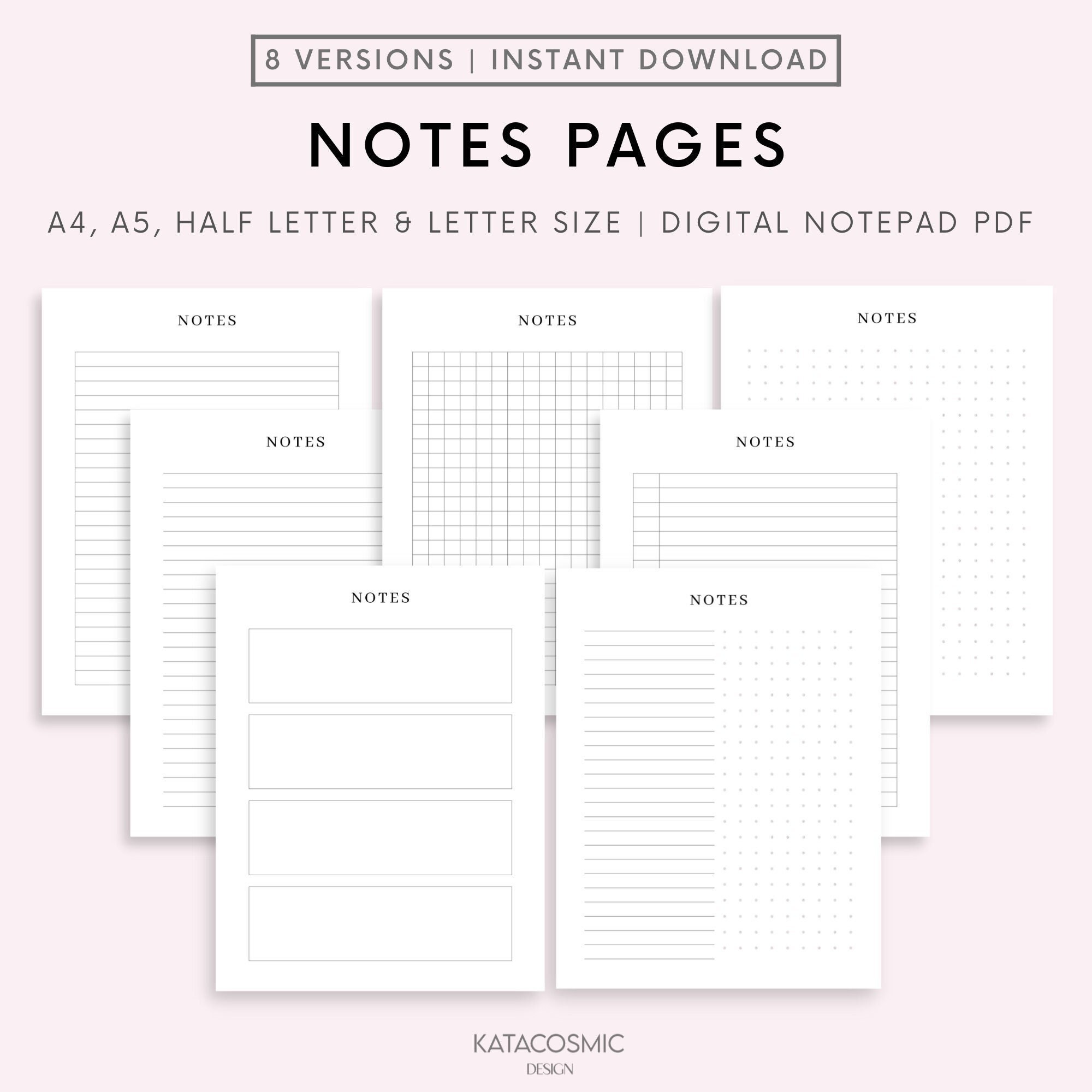 Notes Page Printable Lined Notes Template Note Taking - Etsy
