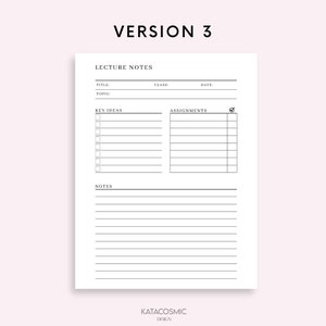 Printable Lecture Notes, Note Taking Template, College Student Lined ...