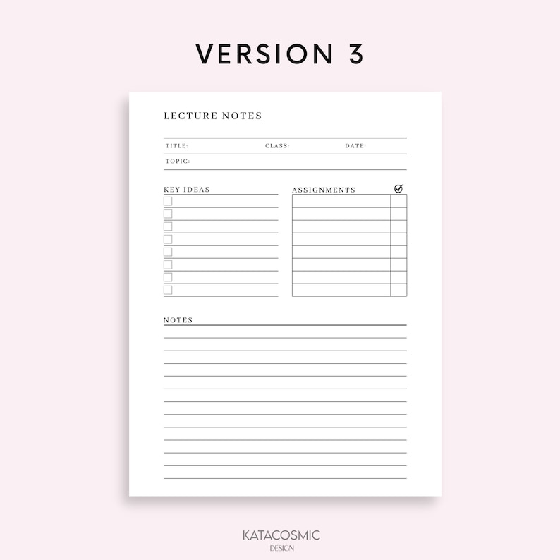 Printable Lecture Notes, Note Taking Template, College Student Lined ...