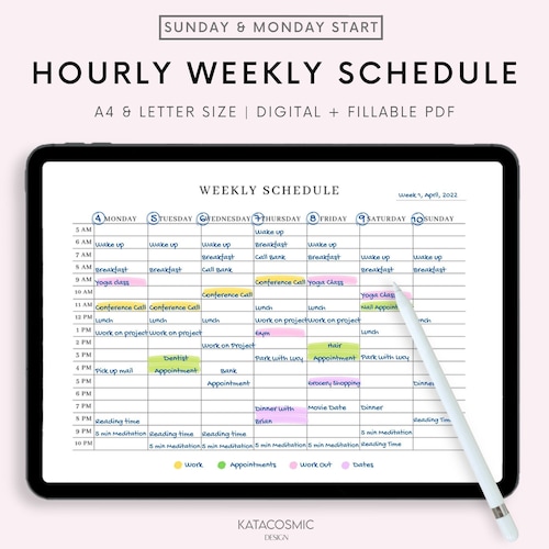 Digital Weekly Schedule for Goodnotes 24/7 Weekly Timetable - Etsy