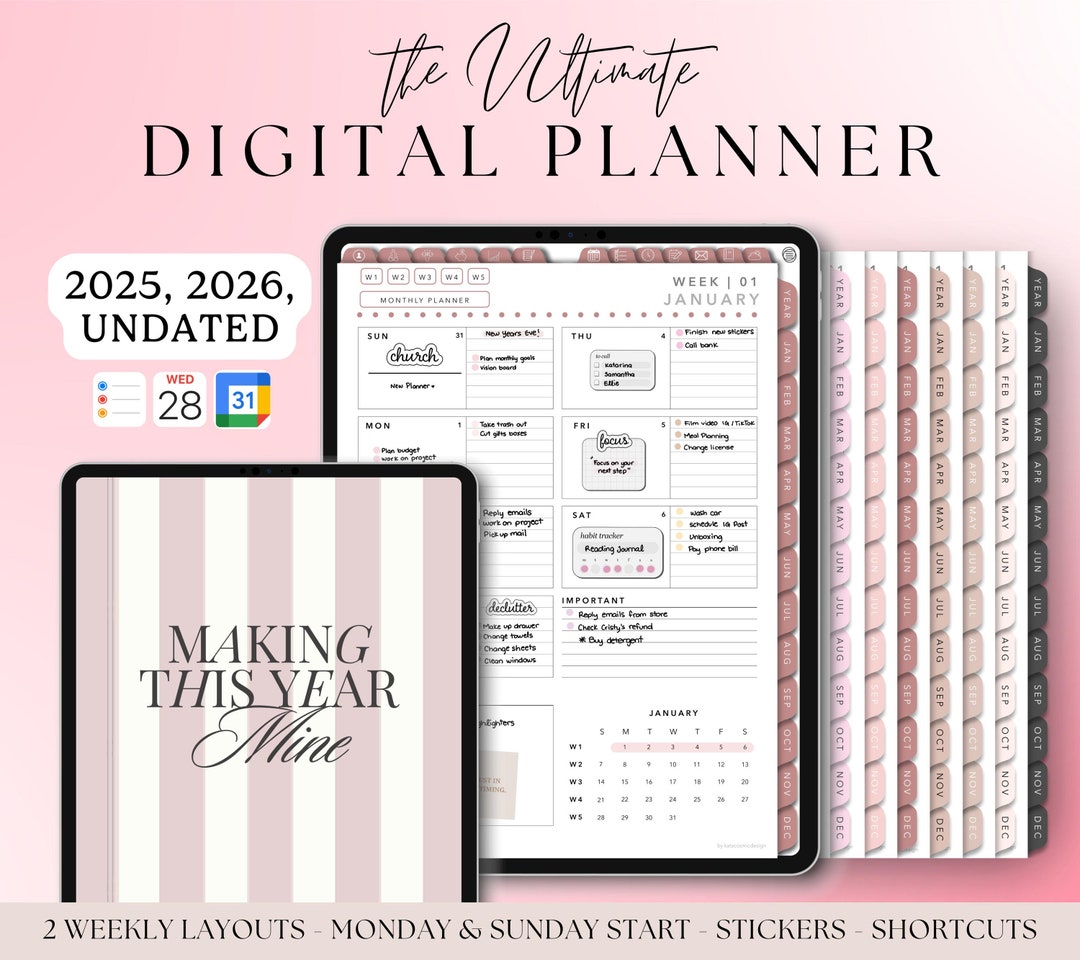 2025, 2026 & Undated Digital Planner,goodnotes Planner,daily Planner ...