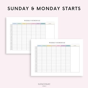 Simple Weekly Schedule Planner Printable | Study Schedule | Weekly ...