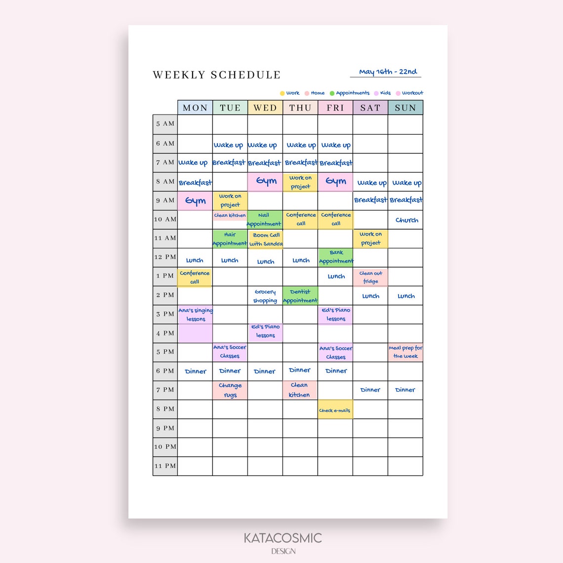 Digital Weekly Schedule for Goodnotes, 24/7 Weekly Timetable, Hourly ...