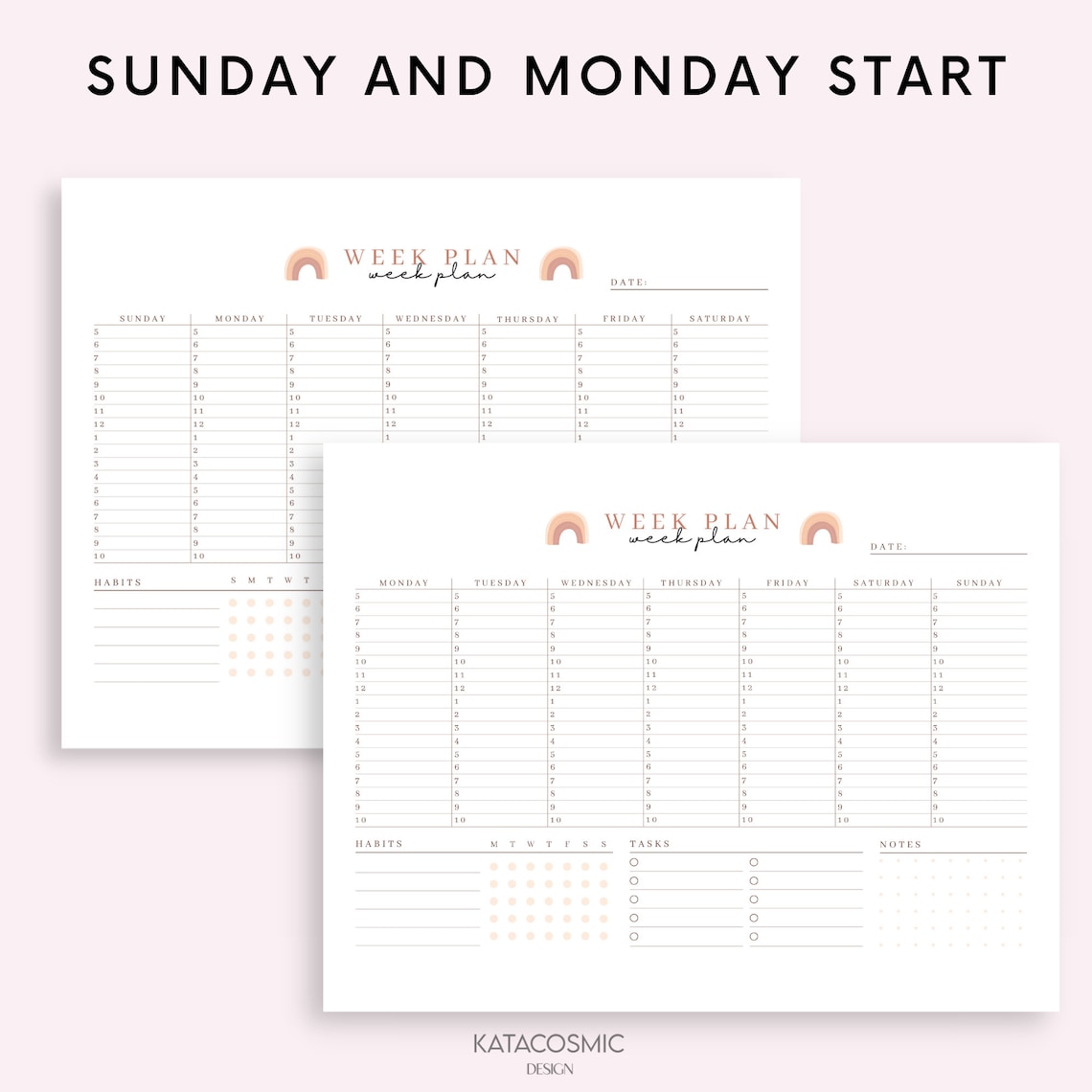 Hourly Weekly Schedule Landscape Weekly Planner Printable - Etsy