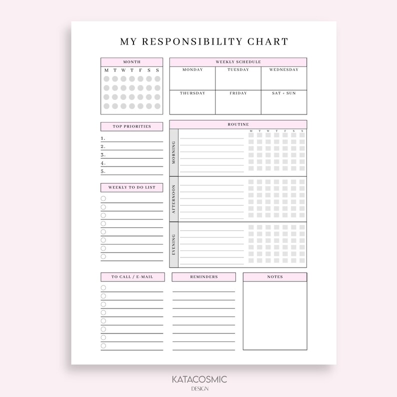 The Ultimate Responsibility Chart! Printable Editable | for Daily ...
