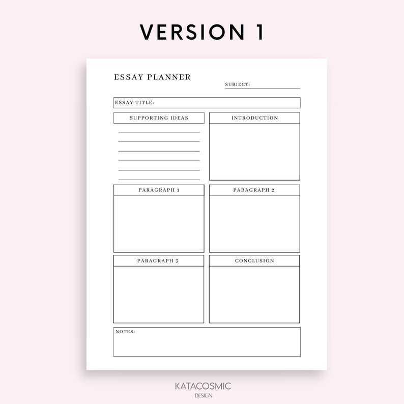 Simple Essay Planner Printable Set, Student Essay Writing Template ...