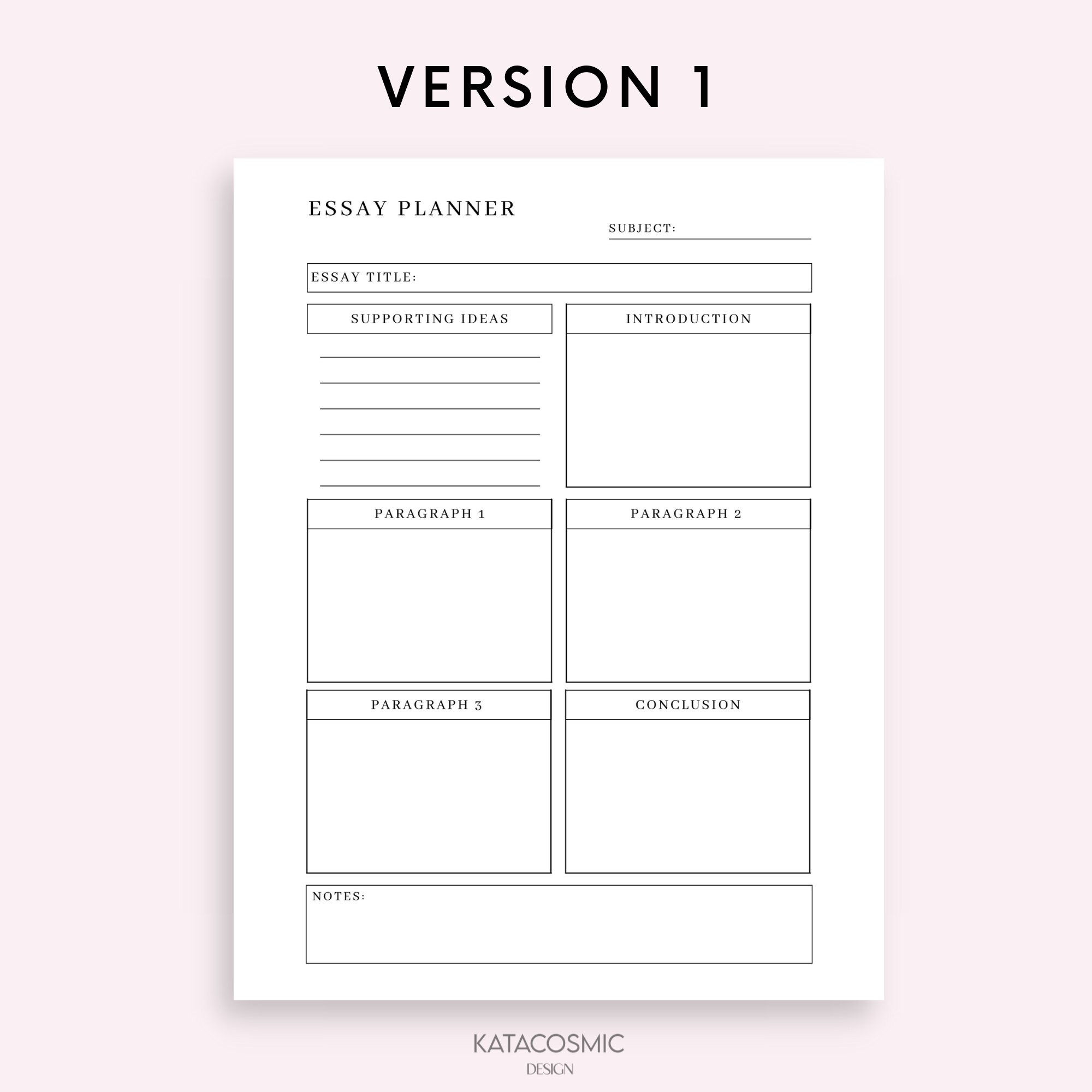 Simple Essay Planner Printable Set, Student Essay Writing Template ...