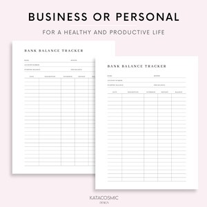 Bank Balance Sheet Printable, Bank Account Transactions Tracker ...