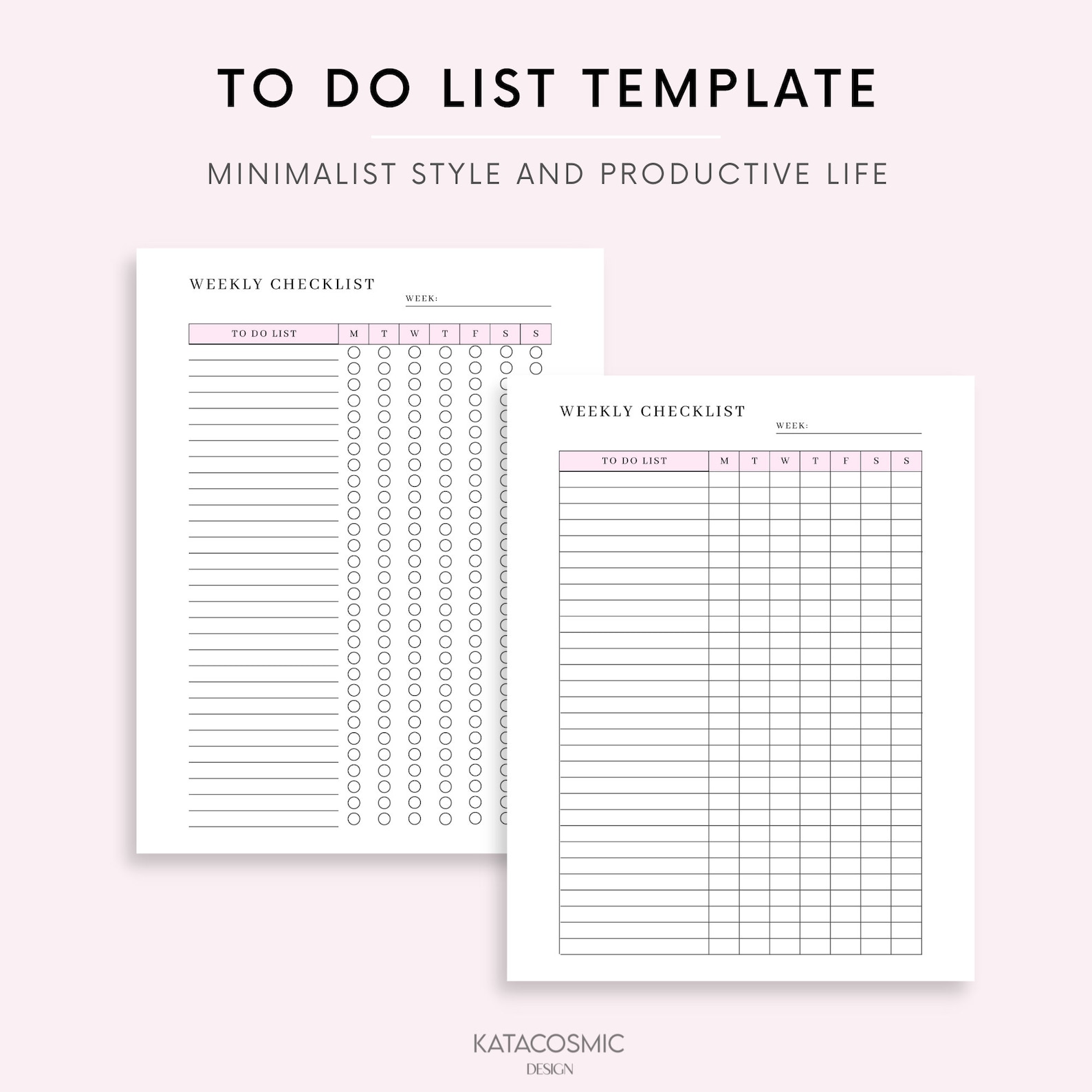 Weekly Checklist Printable, to Do List Template, Weekly Checklist ...