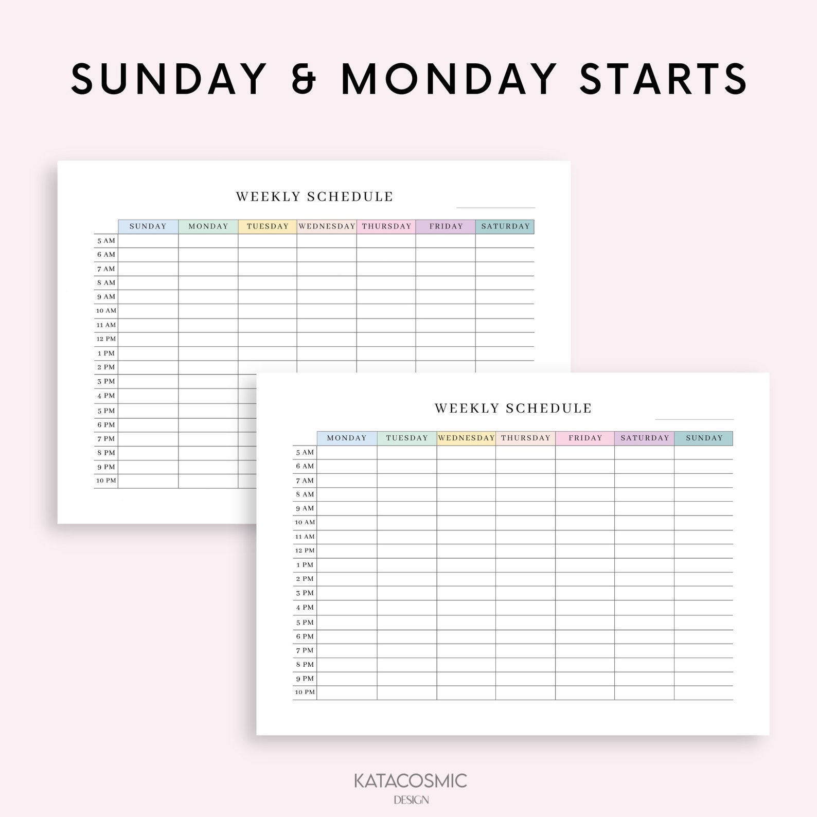 Hourly Weekly Schedule Landscape Weekly Planner Printable - Etsy