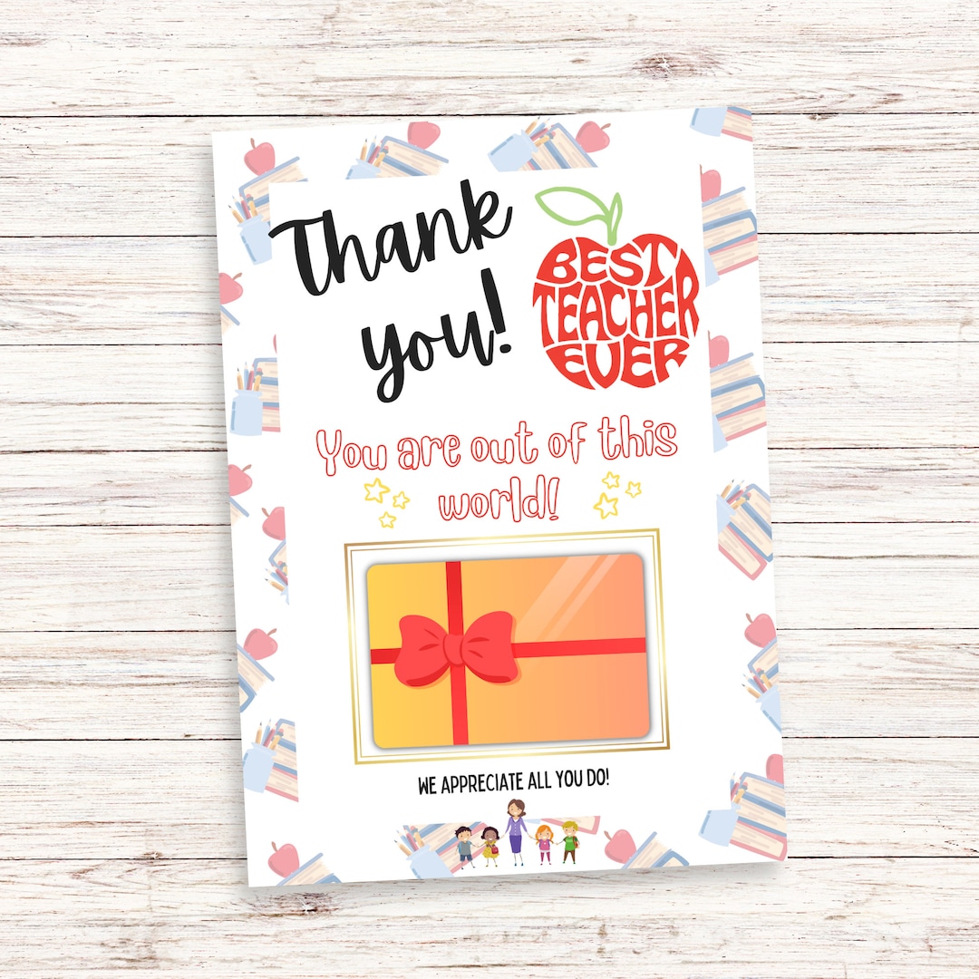 Teacher Appreciation Week Gift PRINTABLE Gift Card Holder Teacher Thank ...