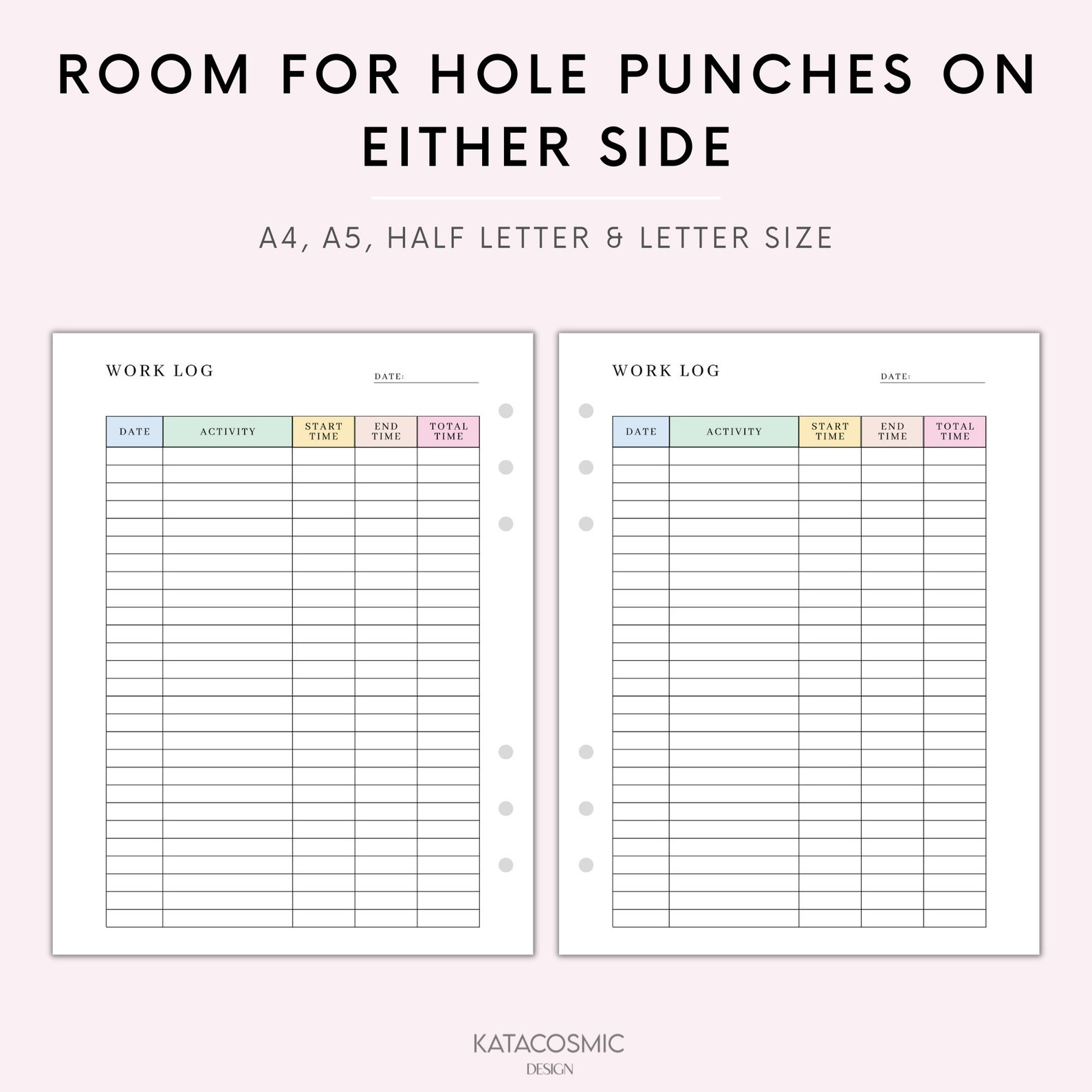 Daily Work Hours Log Printable, Time Log, Time Tracker, Working Hours ...