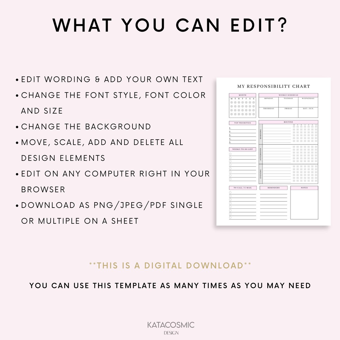 The Ultimate Responsibility Chart! Printable Editable | for Daily ...