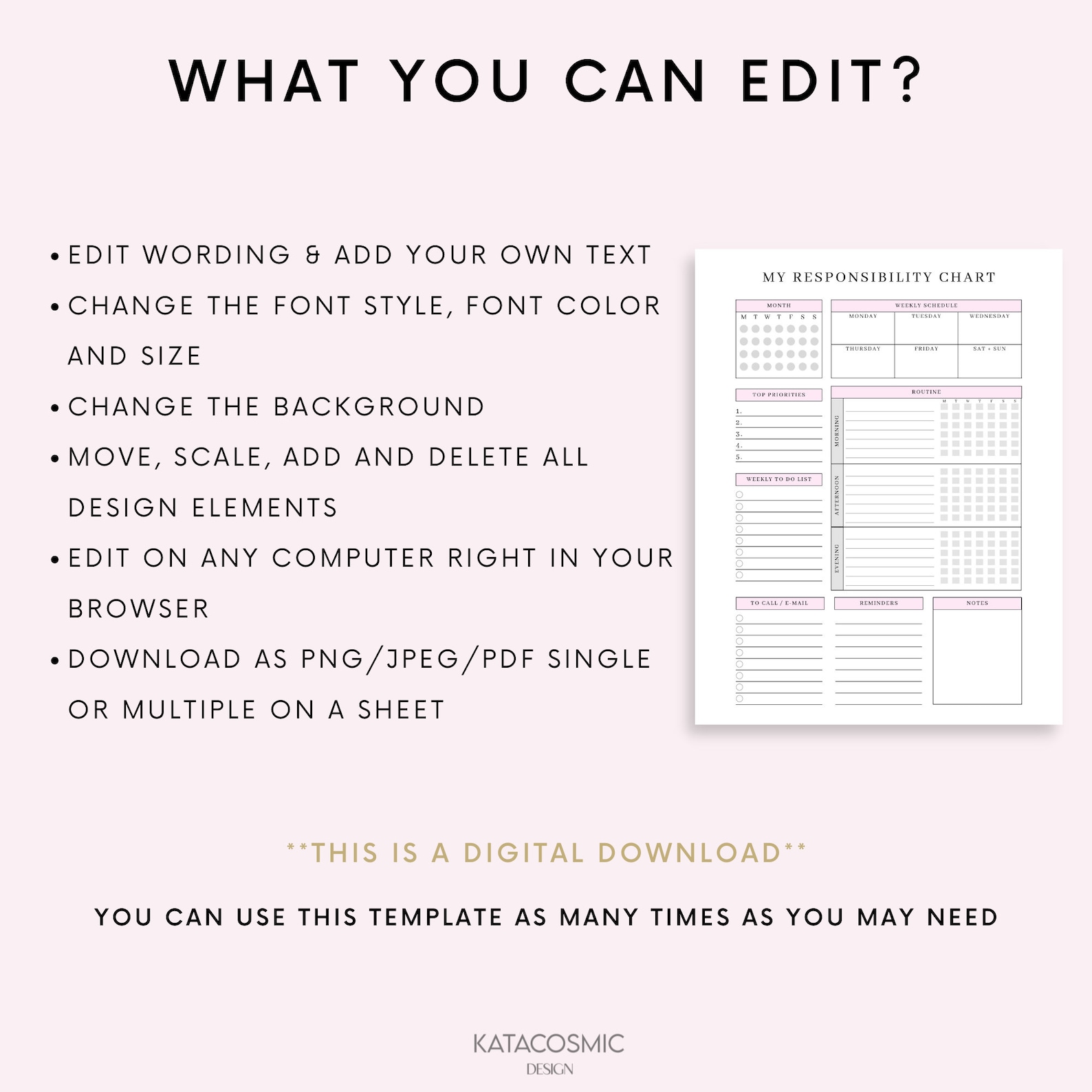 The Ultimate Responsibility Chart! Printable Editable | for Daily ...