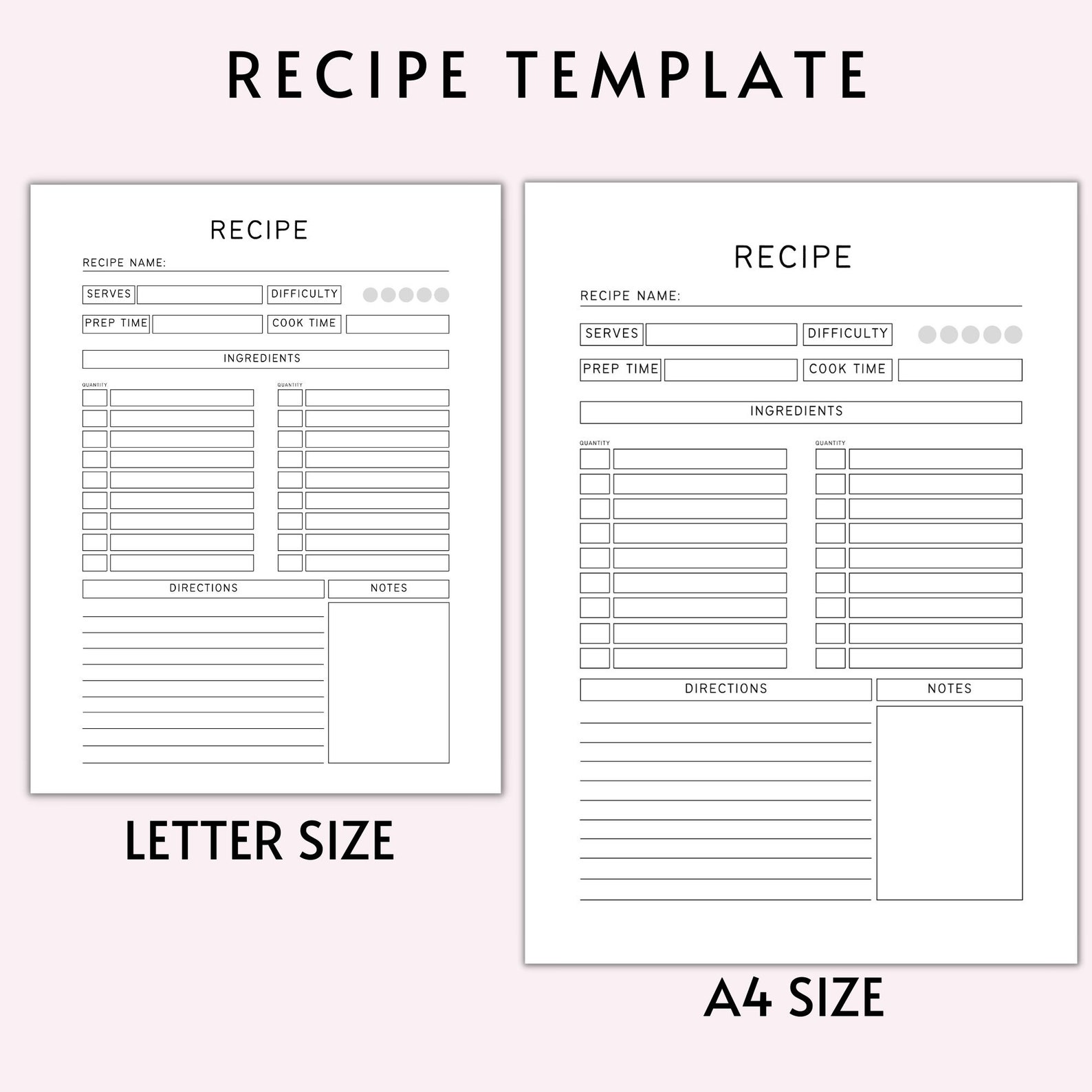 Recipe Book Template EDITABLE Recipe Sheet Template Recipe - Etsy