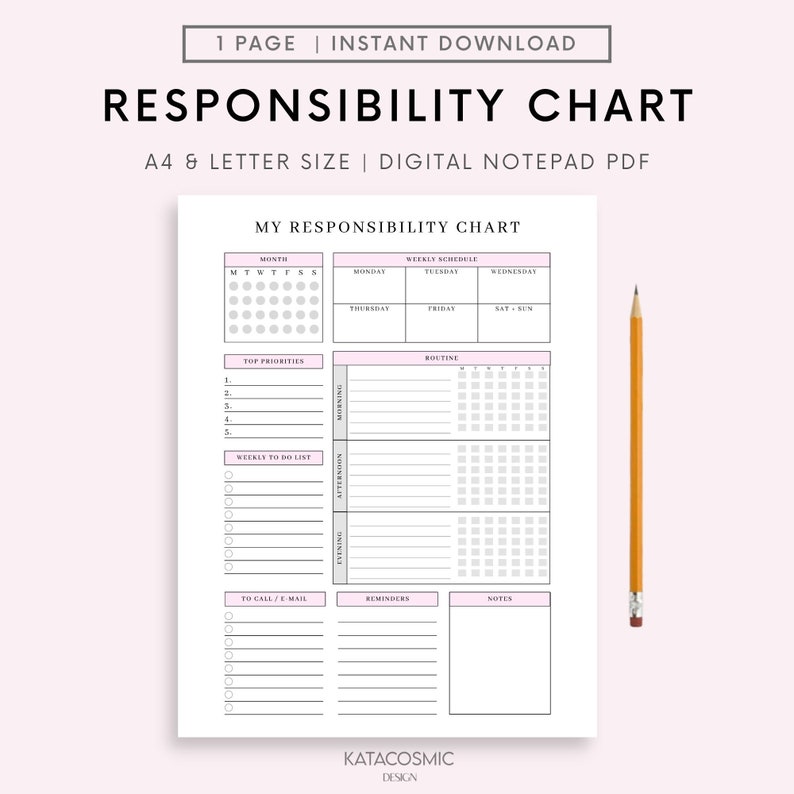 The Ultimate Responsibility Chart Printable Editable for - Etsy