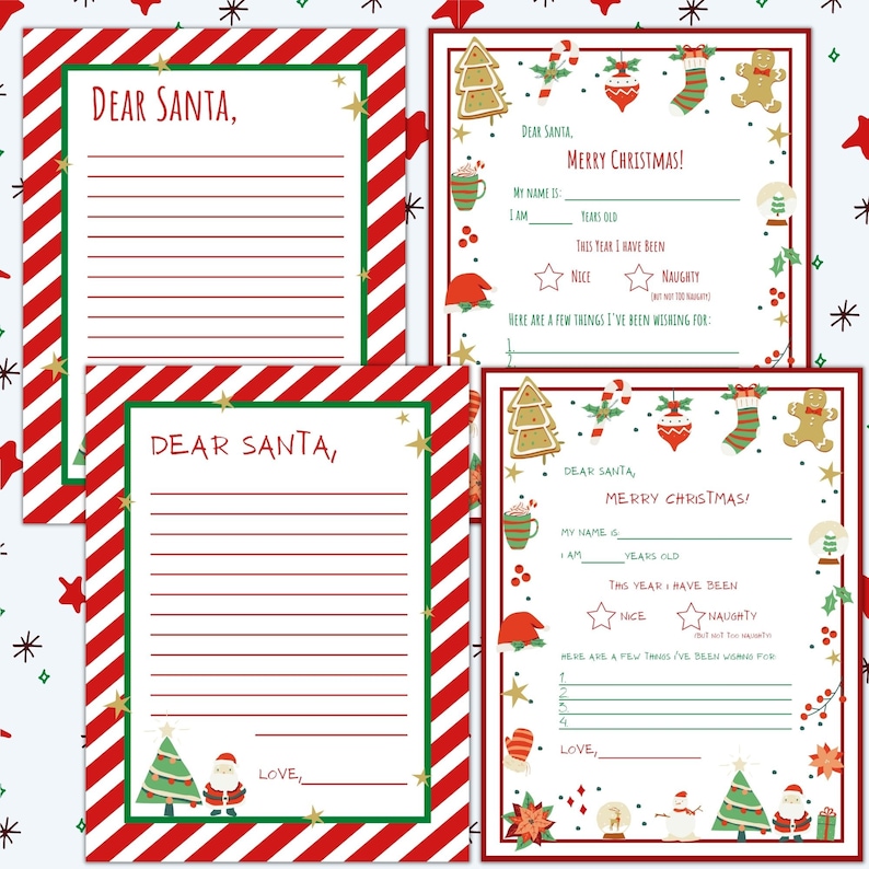 Printable Letter to Santa Claus, Dear Santa Letter Template, Santa ...