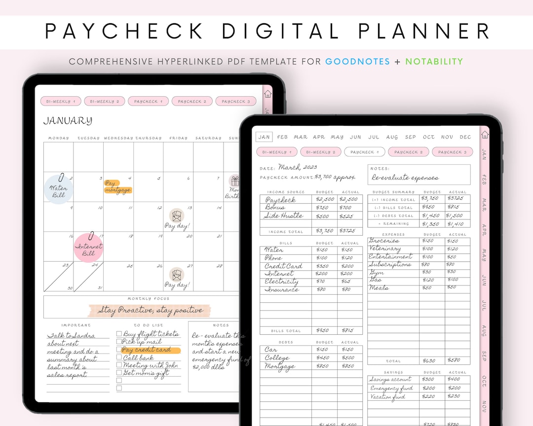 Paycheck Budget Planner, Bi Weekly Paycheck Planner, Paycheck Budget ...