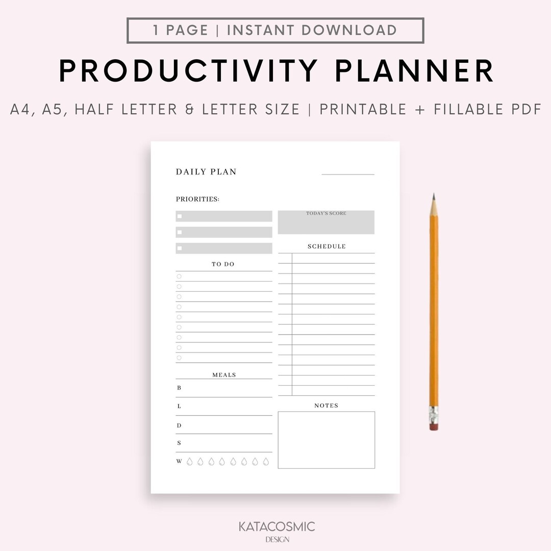Printable Daily Planner PDF, Daily to Do List Printable, Minimal ...