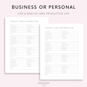 Credit Card Information Tracker Printable & Fillable, Credit Card ...