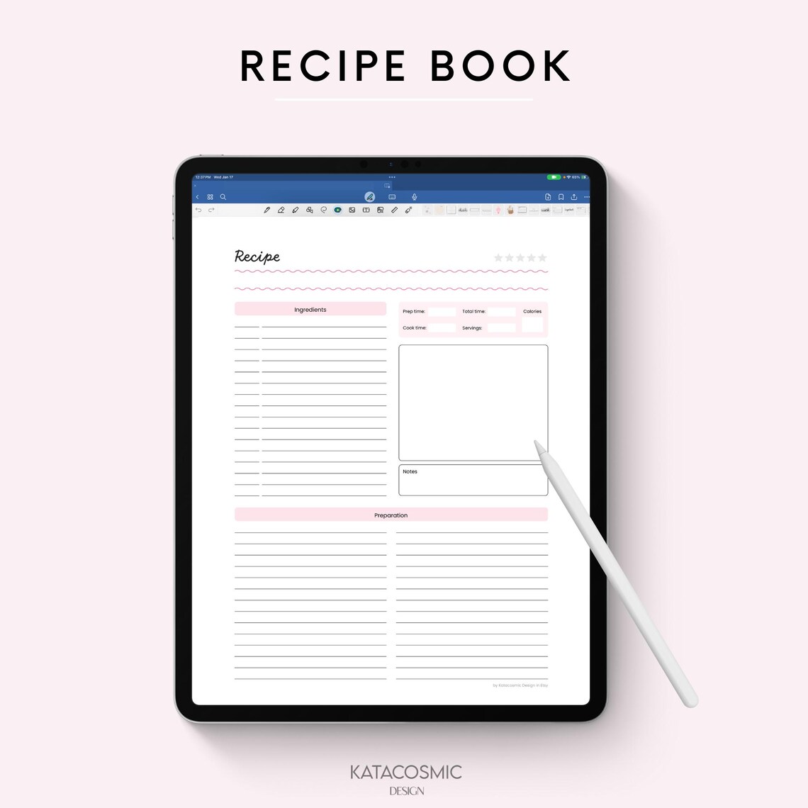 Recipe Book Template Printable, Blank Recipe Page, Cook Book Journal ...