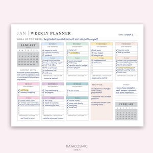 2025 Weekly Planner Printable Landscape, Minimalist Weekly Schedule ...