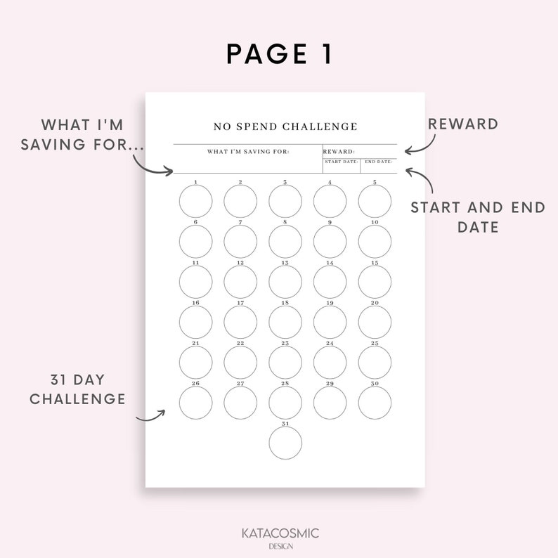 Editable No Spend Challenge, No Spend Tracker, No Spend Month, No Spend ...