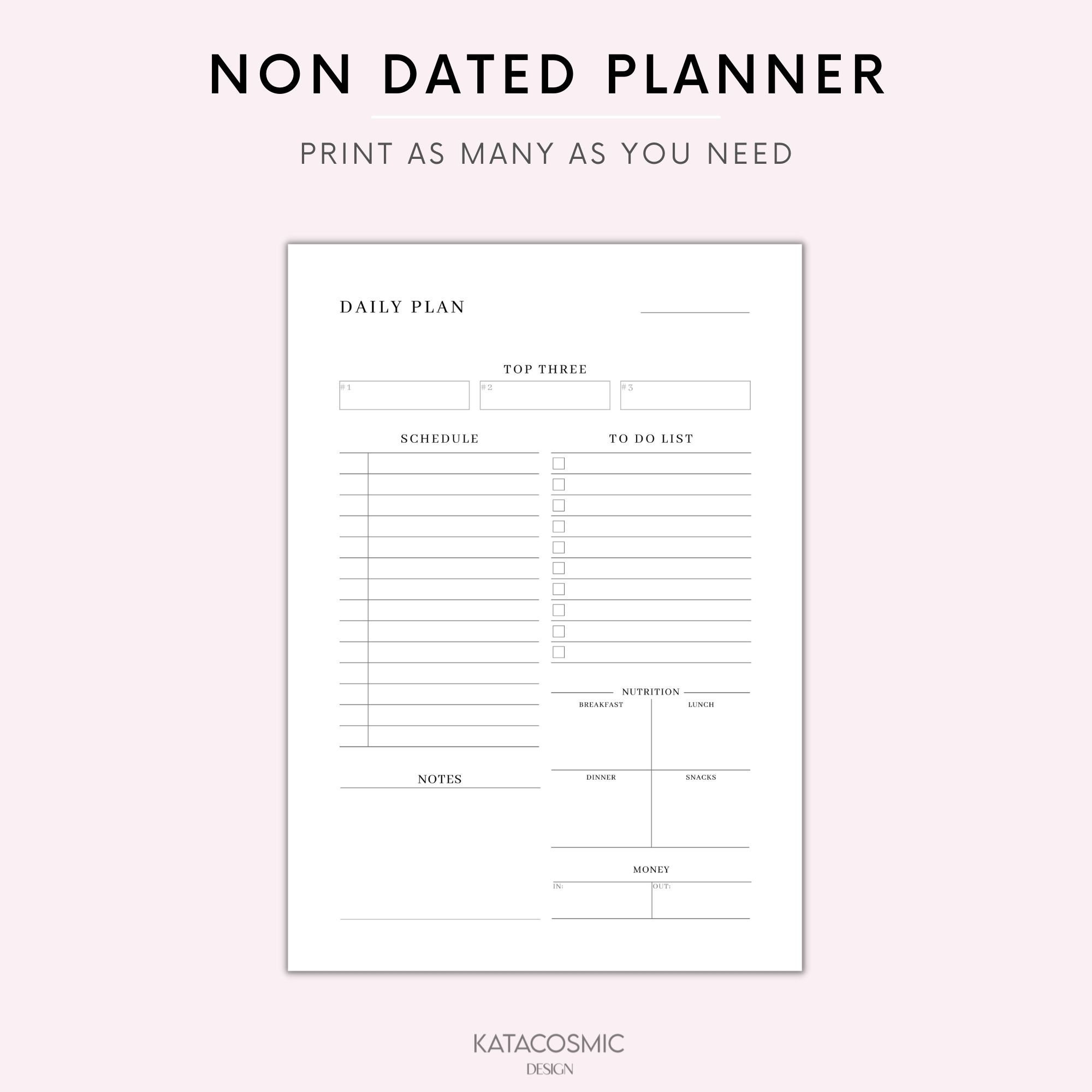 Daily Schedule Undated Printable Daily Planner Fillable Daily | Etsy