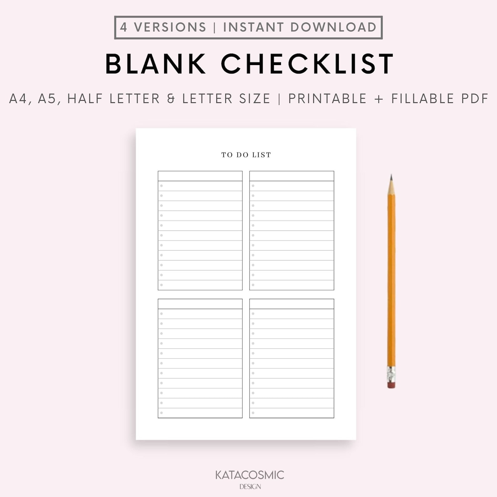 Blank to Do List Printable, Blank Checklist Planner Printable ...