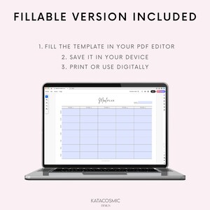 Monthly Meal Planner Printable Landscape, 30 Day Menu Planner, Food ...