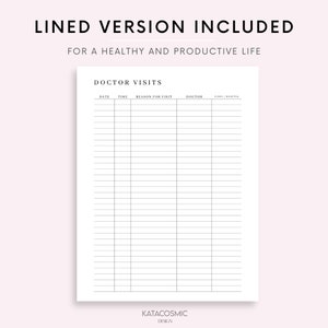 Doctor Visits Tracker Printable Template, Doctor Appointment Log ...